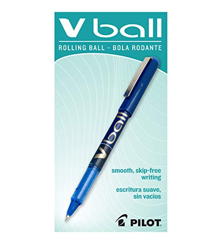 PILOT VBall Liquid Ink Rolling Ball Stick Pens, Fine Point, Blue Ink, 12-Pack (35113)