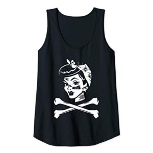 Womens Derby Girl Pinup and Crossbones Flat Track Roller Derby Tank Top