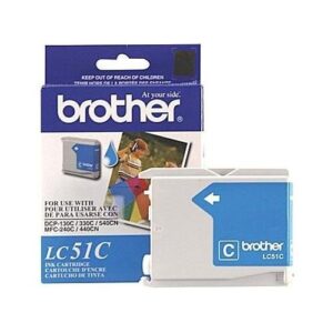 brother lc51c oem ink – dcp 130 330c 350c fax 1860 1960c 2480c 2580c mfc 230c 240c 440cn 465cn 665cw 685cw 845cw 885cw 3360c 5460cn 5860cn cyan ink (400 yield) oem