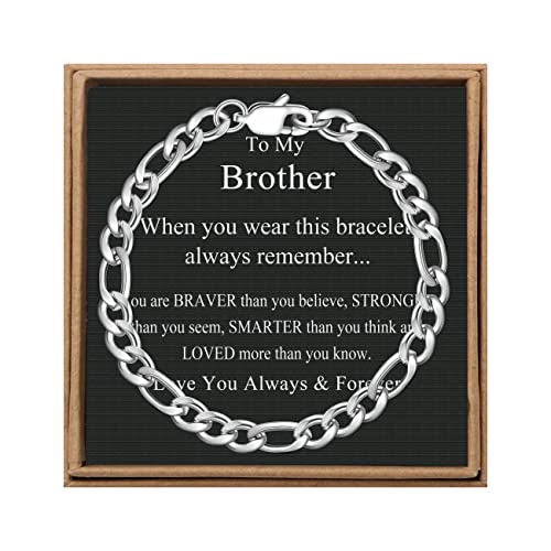 JoycuFF To My Brother Gift,Bracelet for Brother,Christmas Gift for Brother,Chain Bracelet for Men,Chain Bracelet Gift for Brother From Sister Brother,Hip Hop Men Gifts,10 mm Width,7.5 Inches Length