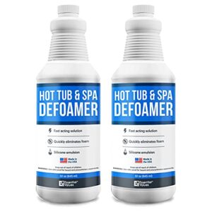 hot tub foam eliminator, 2 pack pool & spa defoamer (32oz/ bottles) – eliminate foam without harsh hot tub chemicals, eco-friendly & safe w/ silicone anti foam. get foam down and enjoy leisure time