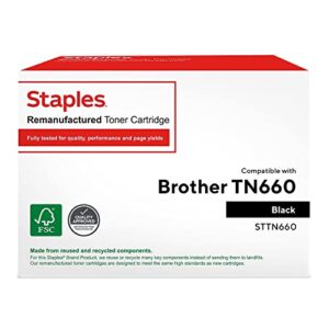 staples remanufactured toner cartridge replacement for brother tn-660 (black)