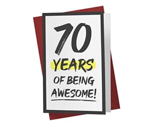 70th birthday card for him her – 70th anniversary card for dad mom – 70 years old birthday card for brother sister friend – happy 70th birthday card for men women | karto – being awesome (black)