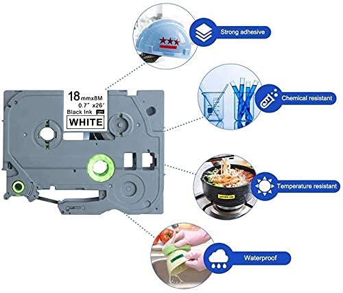 INK+ 2 Pack TZe-241 Laminated Label Tape Compatible for Brother TZe241 TZe 241 Black on White 0.7inch x 26.2 Feet(18mm x 8m) for P-Touch PT18R,PT18RZ,PT300,PT-300B,PT310,PT-310B,PT320,PT340