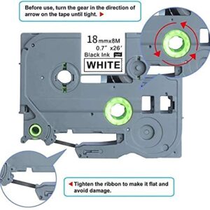 INK+ 2 Pack TZe-241 Laminated Label Tape Compatible for Brother TZe241 TZe 241 Black on White 0.7inch x 26.2 Feet(18mm x 8m) for P-Touch PT18R,PT18RZ,PT300,PT-300B,PT310,PT-310B,PT320,PT340