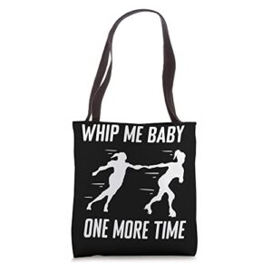 funny roller derby skater whip me baby one more time skating tote bag