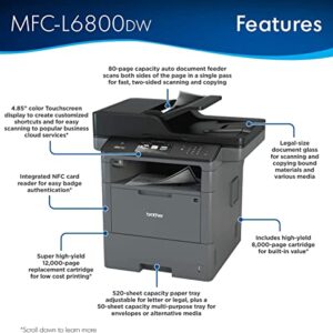 Brother MFC-L68 00DW All-in-One Wireless Monochrome Laser Printer, Print Copy Scan Fax, Multifunction, Mobile Printing & Scanning, Duplex Print, PCS