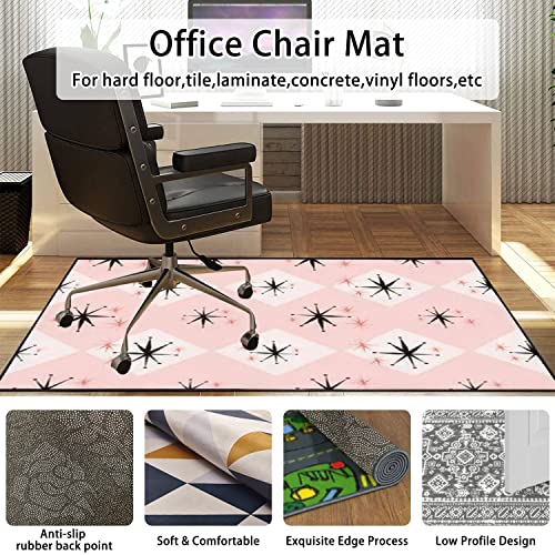 PeeNoke Atomic Age Starburst Seamless Inspired by 1960s Kitsch Pink Black Area Rug Outdoor Patio Rug Play Mat Modern Floor Carpet Non-Slip Home Decor Living Room Kids Bedroom Nursery, 6x9 ft