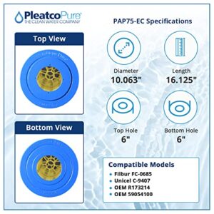 Pleatco PAP75-EC Pool Filter Cartridge Replacement for Unicel: C-9407, Filbur: FC-0685, OEM Part Numbers: R173214, 59054100, White