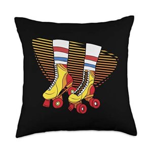 fresan roller skating roller derby girl let’s roll derby roller skate retro skater girls throw pillow, 18×18, multicolor