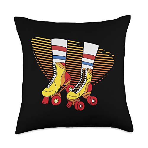 FRESAN Roller Skating Roller Derby Girl Let's Roll Derby Roller Skate Retro Skater Girls Throw Pillow, 18x18, Multicolor