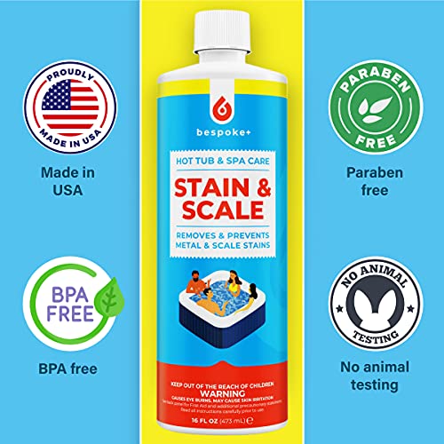 Spa Stain and Scale Control for Hot Tub, Spa Descaler, Stain Scale Remover & Spa Scale Defense for HotTub Hardness Control & Spa Hardness Decreaser & Alkalinity Decreaser Water Softener (1-Pint)