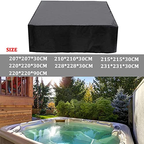 XVBVS Square Hot Tub Cover Waterproof Windproof SPA Cover UV-Resistant Swimming Pool Protection Cover 200D Polyester SPA Cover for Hot Tub (Color : Beige, Size : 220 * 220 * 90cm)