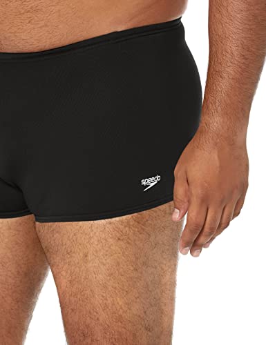 Speedo Men's Swimsuit Square Leg Endurance+ Solid Speedo Black, 36