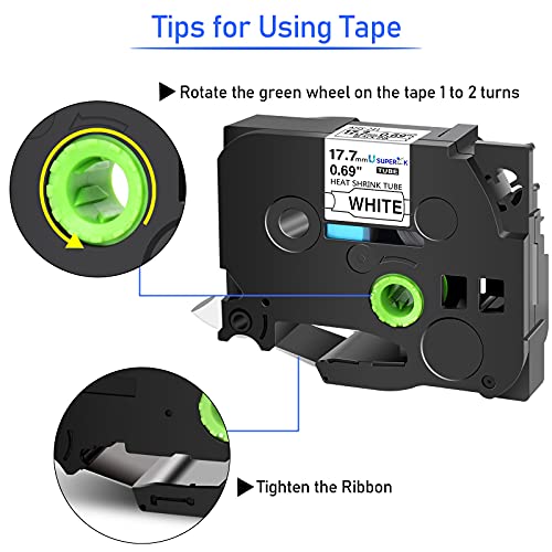 USUPERINK 10PK Compatible for Brother HSe-241 HSe241 HS-241 HS241 Black on White Heat Shrink Tube Label Tape use in PT-D400 PT-D600 PT-E300 PT-E500 PT-P750WVP Printer (0.69''x 4.92ft, 17.7mm x 1.5m)