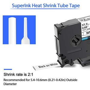 USUPERINK 10PK Compatible for Brother HSe-241 HSe241 HS-241 HS241 Black on White Heat Shrink Tube Label Tape use in PT-D400 PT-D600 PT-E300 PT-E500 PT-P750WVP Printer (0.69''x 4.92ft, 17.7mm x 1.5m)