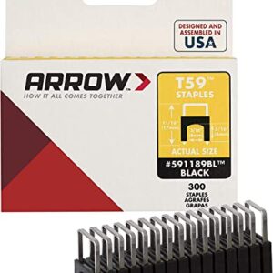 Arrow 591189BLSS Genuine T59 Stainless Steel 5/16-Inch by 5/16-Inch Insulated Staples for Cable and Wiring, Black, 300 Count