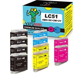 yatunink compatible ink cartridge replacement for brother lc51 for brother mfc-230c mfc-240c mfc-440cn (10 pack)