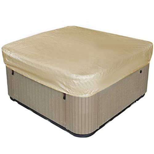 Klzzuk Square Hot Tub Cover Weather Resistant UV-Anti Outdoor SPA Cover Swimming Pool Protector Dust Cover for Hot Tub Garden Furniture (220 * 220 * 90cm,Beige)