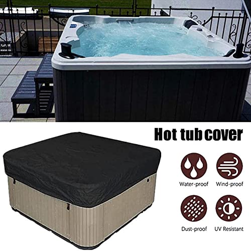 Klzzuk Square Hot Tub Cover Weather Resistant UV-Anti Outdoor SPA Cover Swimming Pool Protector Dust Cover for Hot Tub Garden Furniture (220 * 220 * 90cm,Beige)