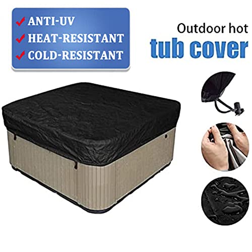 Klzzuk Square Hot Tub Cover Weather Resistant UV-Anti Outdoor SPA Cover Swimming Pool Protector Dust Cover for Hot Tub Garden Furniture (220 * 220 * 90cm,Beige)