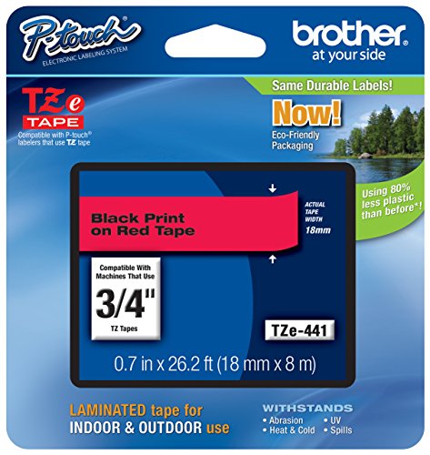 Genuine Brother 3/4" (18mm) Black on Red TZe P-touch Tape for Brother PT-2200, PT2200 Label Maker