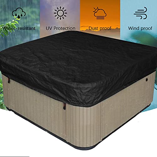 Klzzuk Square Hot Tub Cover Weather Resistant UV-Anti Outdoor SPA Cover Swimming Pool Protector Dust Cover for Hot Tub Garden Furniture (220 * 220 * 90cm,Beige)