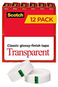 scotch transparent tape, 3/4 in x 1000 in, 12 boxes/pack (600k12)