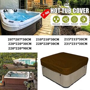 Klzzuk Square Hot Tub Cover Weather Resistant UV-Anti Outdoor SPA Cover Swimming Pool Protector Dust Cover for Hot Tub Garden Furniture (220 * 220 * 90cm,Black)