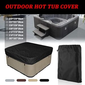 Klzzuk Square Hot Tub Cover Weather Resistant UV-Anti Outdoor SPA Cover Swimming Pool Protector Dust Cover for Hot Tub Garden Furniture (220 * 220 * 90cm,Black)