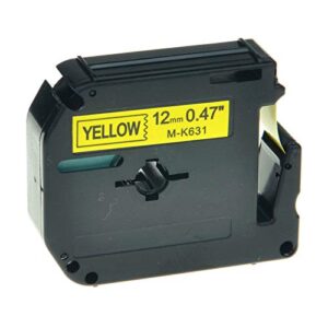 KCMYTONER Compatible for Brother P-Touch M Tape M-K631 MK631 M631 MK-631 Black on Yellow Label Tape 0.47" (12mm) x 26.2ft for PT-90 PT-M95 PT-70 PT-70BM PT-85 PT-80 PT-45 PT-65 Label Makers, 5 Pack