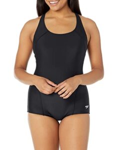 speedo women’s swimsuit one piece powerflex princess seam ultraback conservative cut,speedo black,14