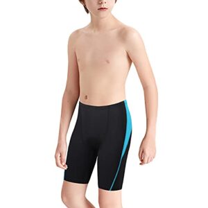 mivei boys swim jammers – youth competitive swim racing team swimming shorts swimsuit trunks bathing suit quick dry upf 50+ black/blue