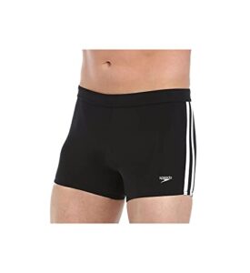 speedo men’s swimsuit square leg splice,speedo black,large