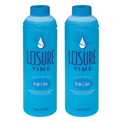 LEISURE TIME A-02 Bright and Clear Clarifier for Spas and Hot Tubs (2 Pack), 1 Quart & Leisure Time 30210A Defender Spa and Hot Tub Stain and Scale Cleaner, 32 fl oz