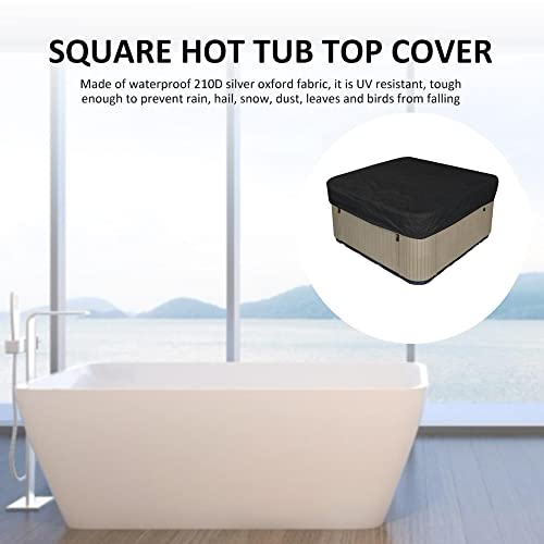 Hot Tub Top Cover, Square Waterproof UV Resistance Spa Bathtub Protector Covers with Tightening Elastic Rope, Outdoor Furniture Anti-Snow Cover, Swimming Pool Dust Cover (215*215*30cm,Brown)