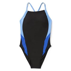 Speedo Women's Swimsuit One Piece Endurance+ Cross Back Solid Adult Team Colors Black/Blue, 34