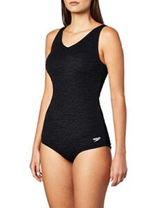 speedo women’s swimsuit one piece pebble texture conservative cut speedo black, 12