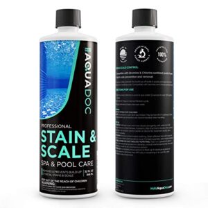 Spa Stain and Scale Control for Hot Tubs, Scale Metal & Stain Control for Hot Tubs, Prevent & Remove Stains in Hot Tubs with Our Hot Tub Water Softener & Spa Descaler Chemical | AquaDoc 32oz