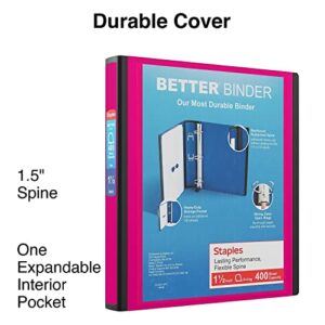 Staples 651746 1.5-Inch 3-Ring Better Binder Pink (13569-Cc)