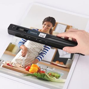 munbyn portable scanner, photo scanner for a4 documents pictures pages texts in 900 dpi, flat scanning, include 16g sd card, wand document scanner uploads images to computer via usb cable, no driver