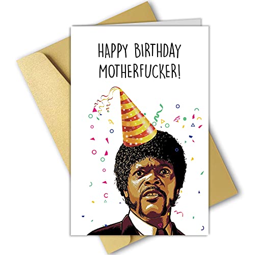 Funny Samuel L Jackson Birthday Card, Pupl Fiction Card for Friend, Humorous Bday Card for Him Her, Rude Card for Boyfriend