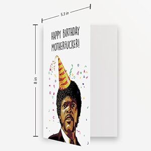 Funny Samuel L Jackson Birthday Card, Pupl Fiction Card for Friend, Humorous Bday Card for Him Her, Rude Card for Boyfriend