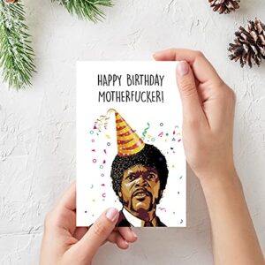 Funny Samuel L Jackson Birthday Card, Pupl Fiction Card for Friend, Humorous Bday Card for Him Her, Rude Card for Boyfriend