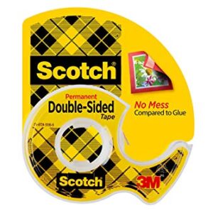 Scotch Double Sided Tape, Permanent, 3/4 in x 300 in, 1 Dispenser/Pack (237)