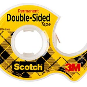 Scotch Double Sided Tape, Permanent, 3/4 in x 300 in, 1 Dispenser/Pack (237)