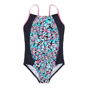 speedo girls thin strap one piece swimsuit (multi x-small 5/6)