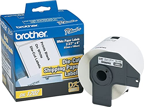 Brother Dk1202 Die-Cut Shipping Labels, 2-2/5-Inch X 3-9/10-Inch, White, 300/Roll