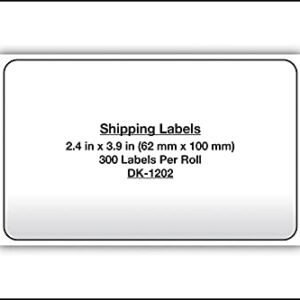 Brother Dk1202 Die-Cut Shipping Labels, 2-2/5-Inch X 3-9/10-Inch, White, 300/Roll