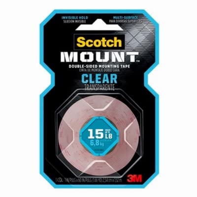 Scotch-Mount Clear Double Sided Mounting Tape 410H-MED, 1 in x 125 in (2.54 cm x 3.17 m)